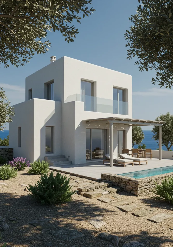 25+ Modern Greek House Exteriors That Blend Minimalism And ...